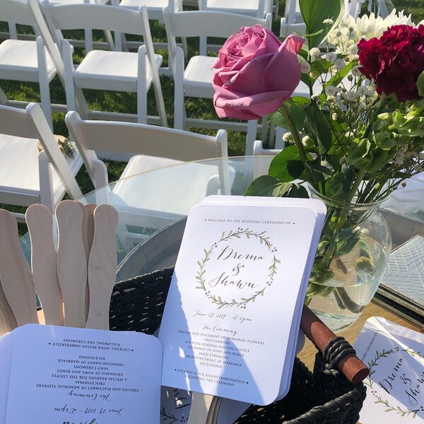 Wedding Program Fans Wooden Sticks Included - Wedding Program Fans ...