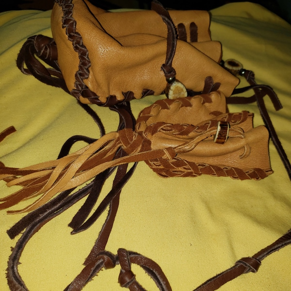 Hand Laced Golden Yellow Deerskin Large Football Bag Fully Lined in ...
