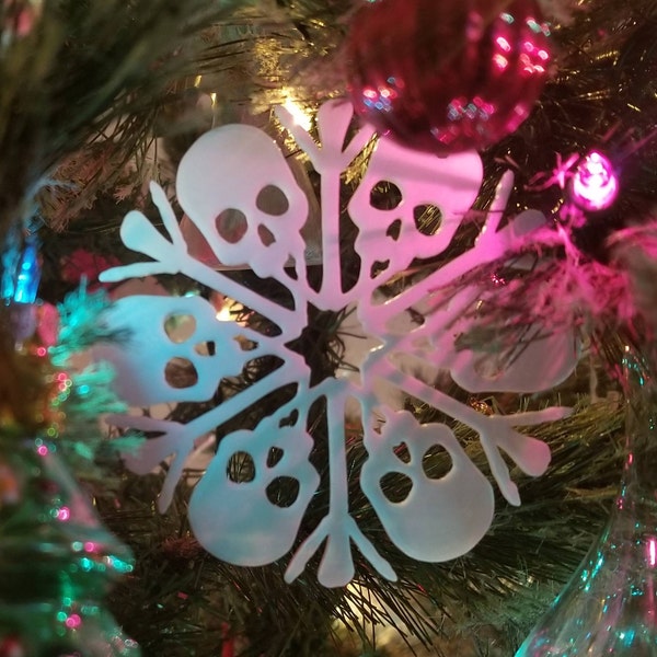 Skull Snowflake Skullflake Gothmas Hexmas Snowflake Tree Decoration 3d ...