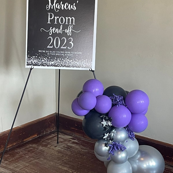 Prom Send-off Party Personalized Welcome Sign Printable | Silver ...