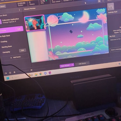 Animated Scene moon Kitten Stream Overlay Twitch Youtube Cat Kitty ...