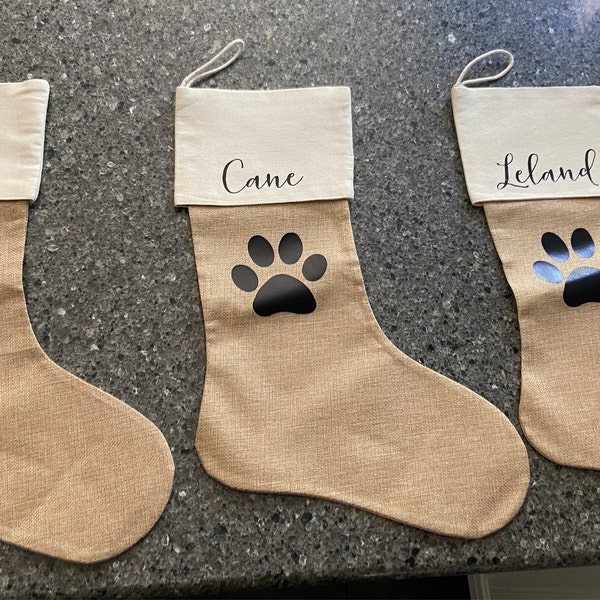 Personalized Burlap Christmas Stockings / Jute Christmas Farmhouse ...