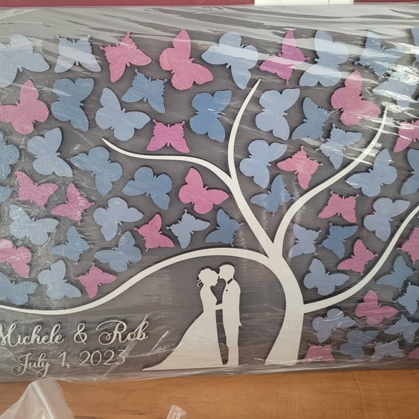 Tree of Butterflies Wedding Guest Book Alternative Custom Colors ...