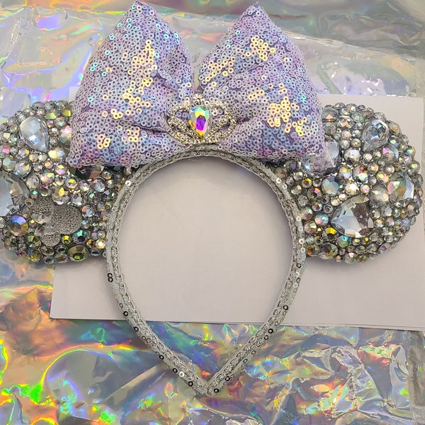 Rhinestone Silver Mickey Ears, Minnie Ears, Sequins Mickey Mouse Ears ...