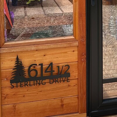 Custom Metal Home House Address Sign With Tree for Rock or Wall - Etsy