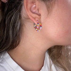 Beautiful Multi Colored Hoops Colorful Small Beaded Earrings Amazing ...