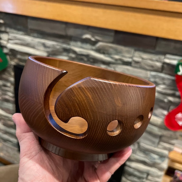 Wooden Yarn Bowl Yarn Holder Wooden Yarn Holder Knitting Bowl Yarn Bowl ...