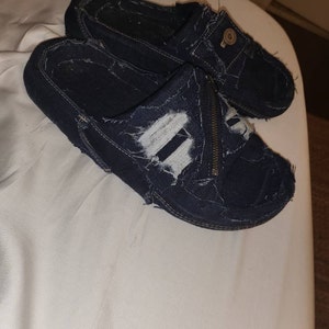 Custom Denim Blue Jean Slides, Comfy Slides, Slippers, Trendy Shoes ...