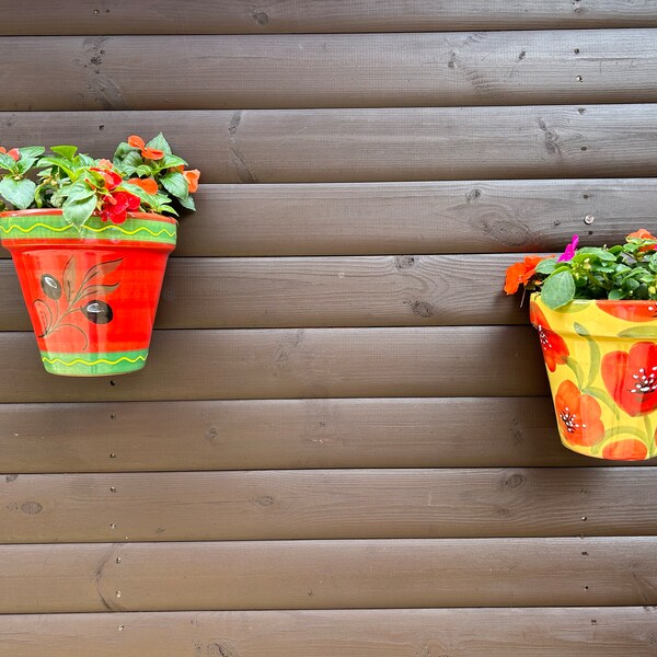 Spanish Glazed Terracotta Wall Planters 21 Cm X 18 Cm in a Wide Range ...