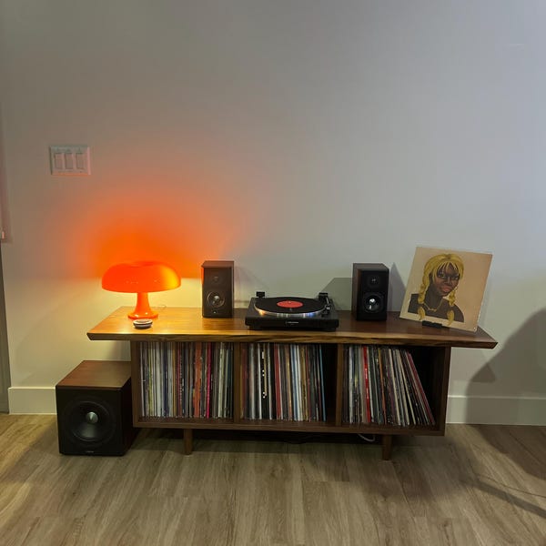 Solid Walnut Record Vinyl Storage Unit or End Table Bookcase Mid ...