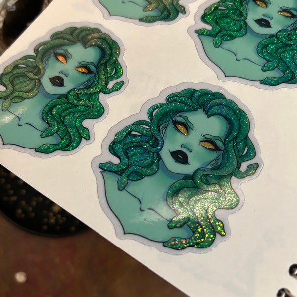 Holographic Medusa Sticker, Vinyl Sticker, Mythology, Fantasy Sticker ...