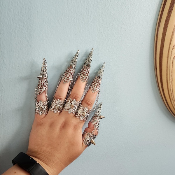BLACK Full Finger Armor With Long Claws "syndra" Goth Gift, Horror ...