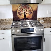 Tempered Glass Backsplash-life of Tree Backsplash Tiles-metal ...
