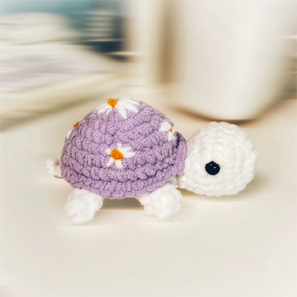 Daisy Purple Turtle No Sew Crochet Pattern, No Sew Amigurumi Crochet ...