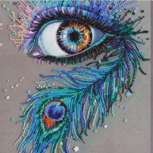 DIY Bead Embroidery Kit Royal Gaze - Eye, GIFT Size: 10.6"х14.5" (27x37 ...