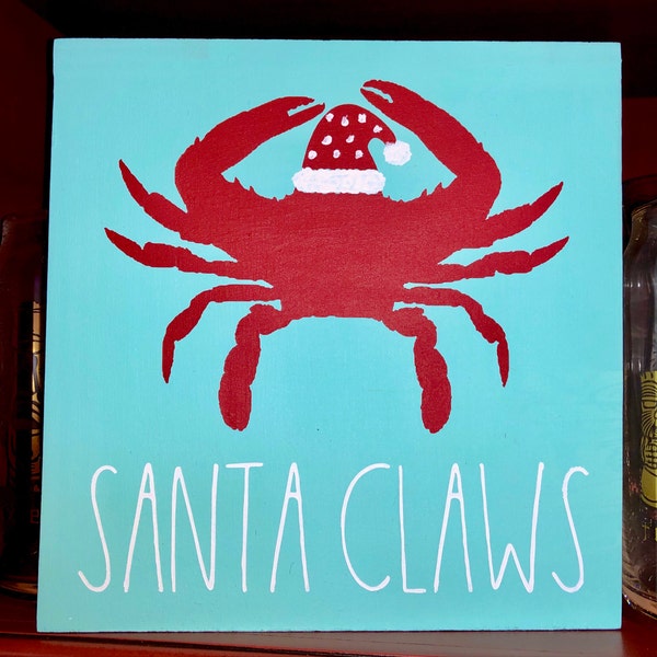 Santa Claws Sign, Beach Christmas Sign, Beach Gift, Beach House Decor ...