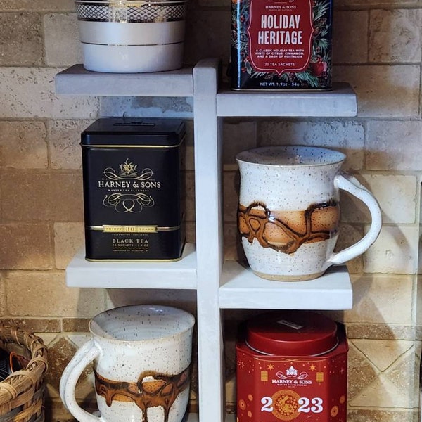 Wooden Mug Stand | Rustic Display Shelf | Tiered Cup Holder - Etsy