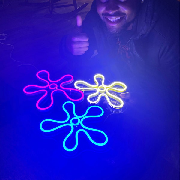 Spongebob Flower Neon Sign, Flower Neon Sign, Wedding Neon Sign, Led ...