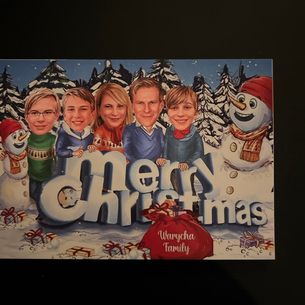 Personalized Christmas Family Portrait, Christmas Gift, Christmas Cards ...