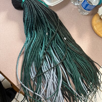 Double Ended Wool Dread Extensions Bohemian Dreads Dark Brown Emerald ...