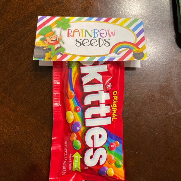 Editable Rainbow Seeds St Patrick's Day Treat Bag Topper, Rainbow ...