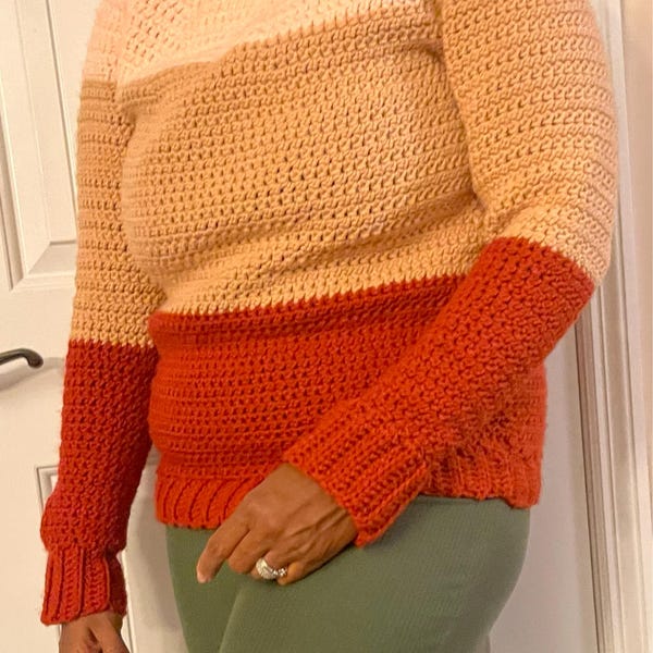 Crochet Pattern / Easy Yoke Sweater Pattern / Beginner Crochet Pullover ...