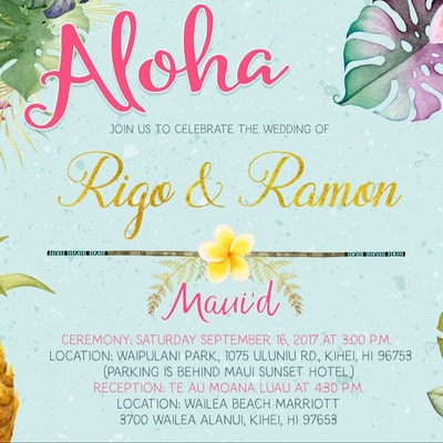Hawaiian Invitations, Pineapple Invitation, Luau Birthday Invitation ...