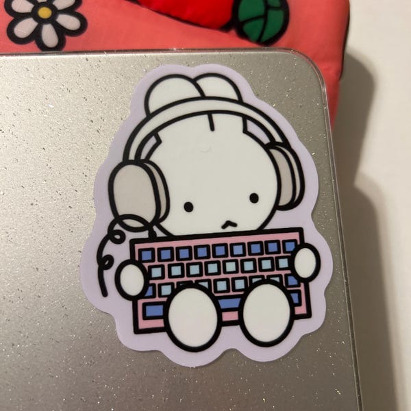 Keyboard Bunny | Cute Waterproof Matte Vinyl Sticker - Etsy