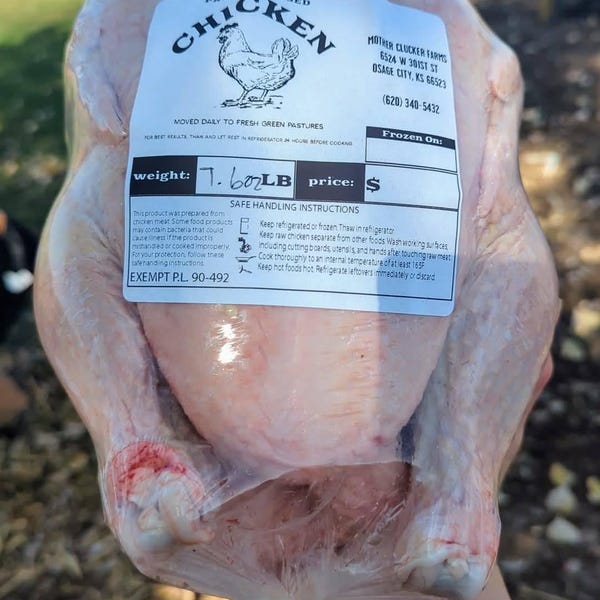 Chicken Poultry Custom Processing Label Pl 90-492 EXEMPT Pasture Raised ...