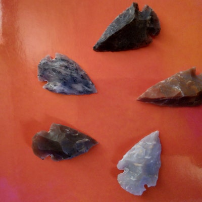 5 Arrowheads Authentic Hand Crafted Agate Stone Arrow Heads Randomly ...