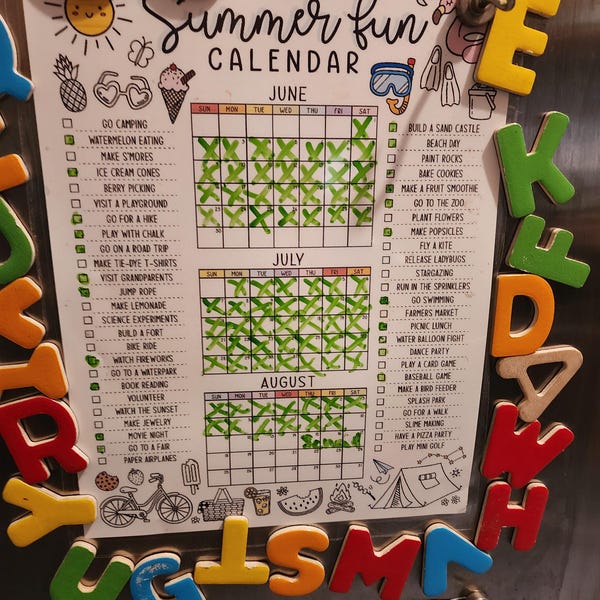 Editable Summer Calendar Poster Printables Summer Fun Bucket List ...