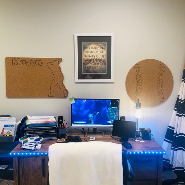 Baseball Cork Board W/ Engraved Details. Baseball Pin Board, Baseball ...