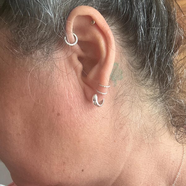 Sterling Silver Fully Textured Small Twist Earrings | Double Hoop ...