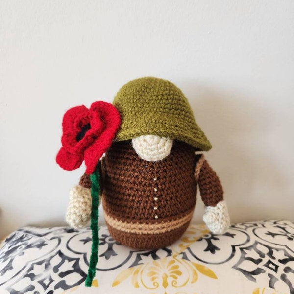 Remembrance Day Soldier With Poppy, Douglas the Gnome Crochet PATTERN ...