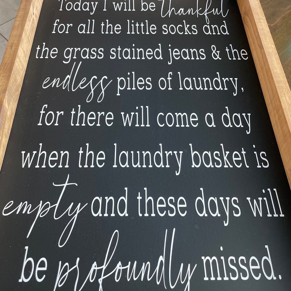 Laundry Room Quote - Thankful for Laundry - Wood Framed Sign - Laundry ...