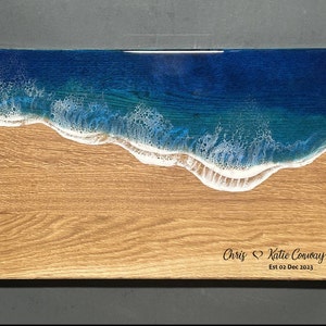 Wood Live Edge Floating Shelves With Ocean Waves Coastal Beachy Room ...