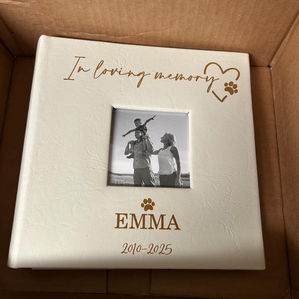 Engraved in Loving Memory Pet Leatherette Photo Album, Dog Memorial ...