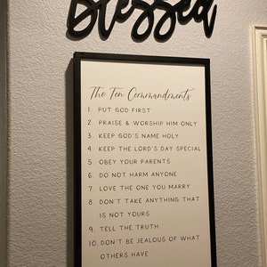 The Ten Commandments Sign Scripture Wood Sign Living Room Wall Decor ...