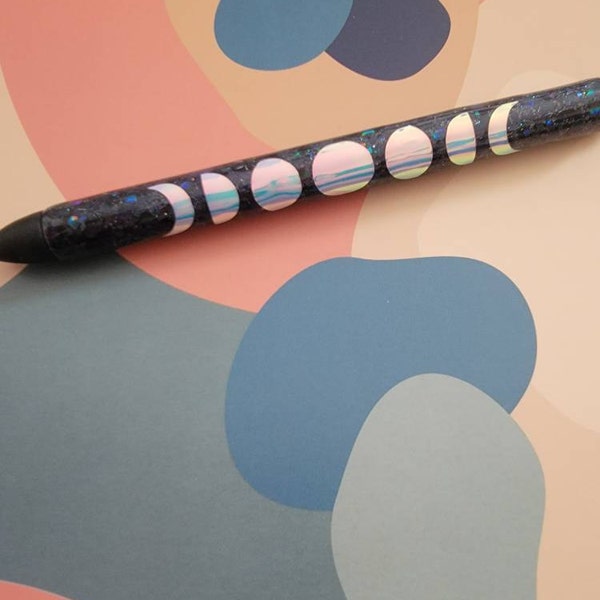 Phases of the Moon Glitter Gel Pen, Custom Epoxy Glitter Pen, Custom ...