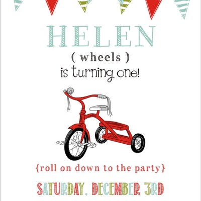 RED Tricycle Party Printable Party Invitations I Design YOU PRINT ...
