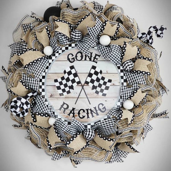 Gone Racing Sign Wreath Sign Wreath Attachment Wreath Supplies Craft ...