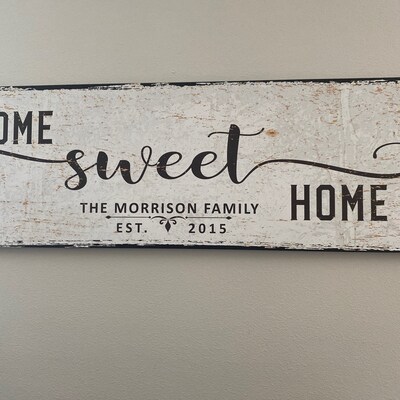 Home Sweet Home Sign Personalized Home Sign-for Above Couch-living Room ...