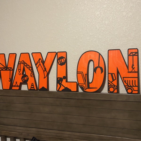 Construction Letters: Custom Wood Name Sign, Kid's Room Decor - Etsy