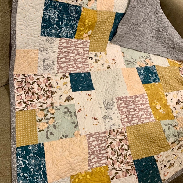 Big Block Quilt Pattern, Modern Mosaic, Big and Tall, Fat Quarter Throw ...