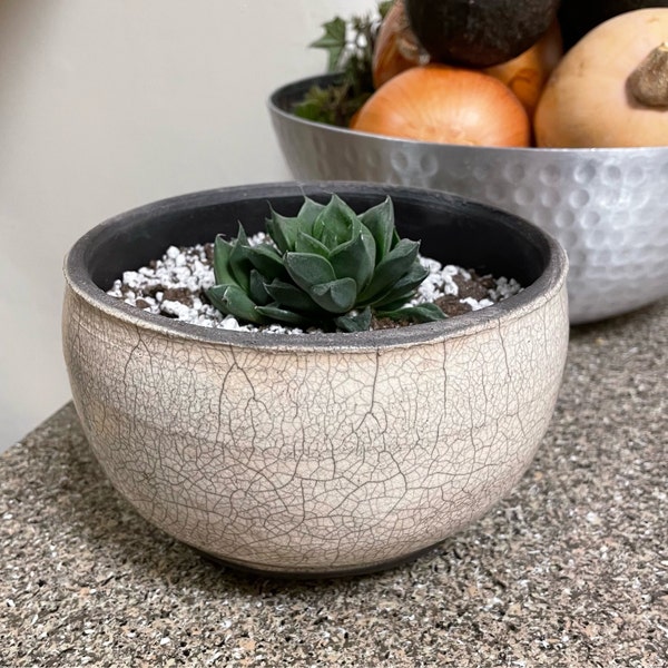 Handcrafted Raku Ceramic Planter Pot With Drainage Hole 6 X 4 Inches 24 ...