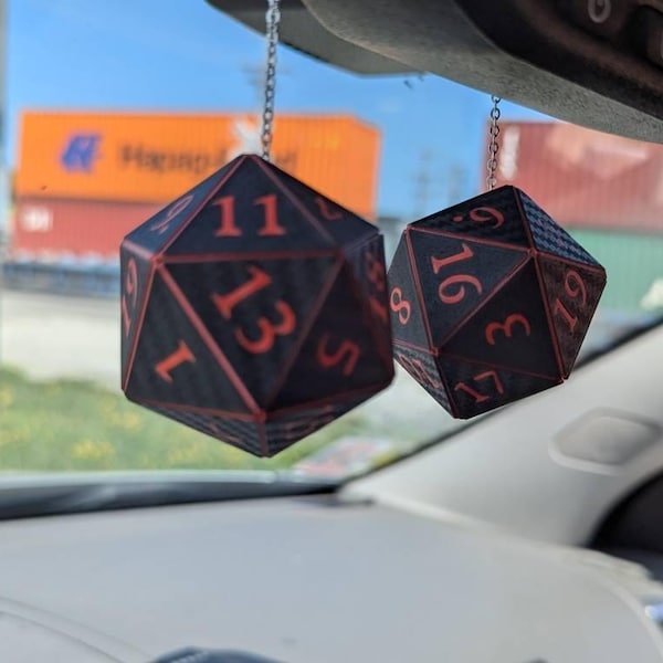 D20 Car Dice [2" Glow in the Dark and White Holographic - "moonbeam ...