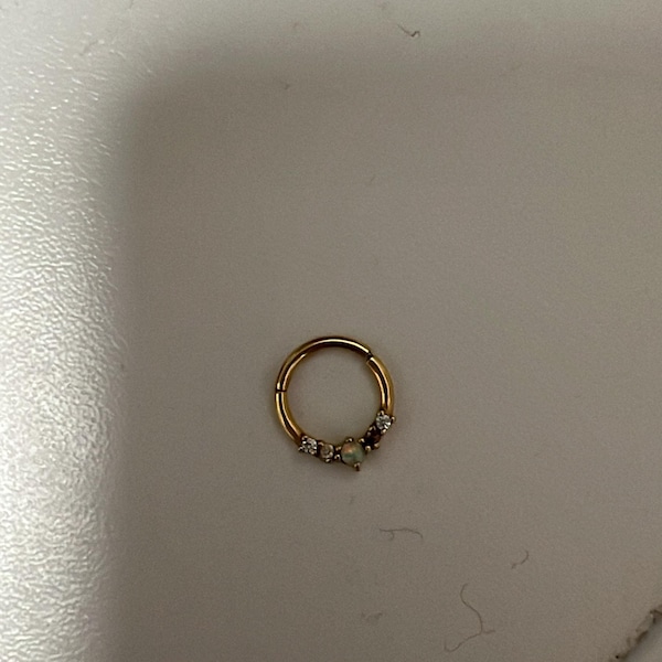 14k Solid Gold Rook Piercing,daith,internally Threaded Curved Barbell.2.5mm Cz's...16g..6mm Or ...