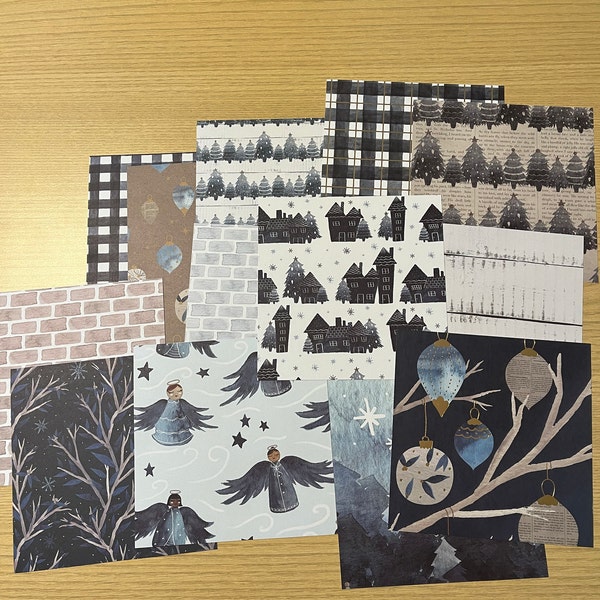 13 Sheets of 6X6 Christmas Winter CARDSTOCK, Scrapbooking, Card Tag ...