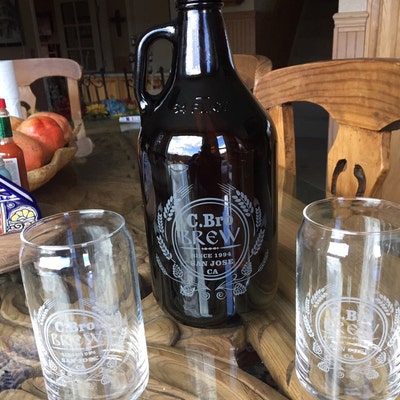 Classy Label Home Brew Growler & Glass Set Design. Homebrew, Beer Glass ...