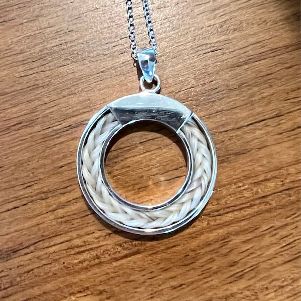 Large Circle Sterling Silver Braided Horse Hair Pendant Necklace ...